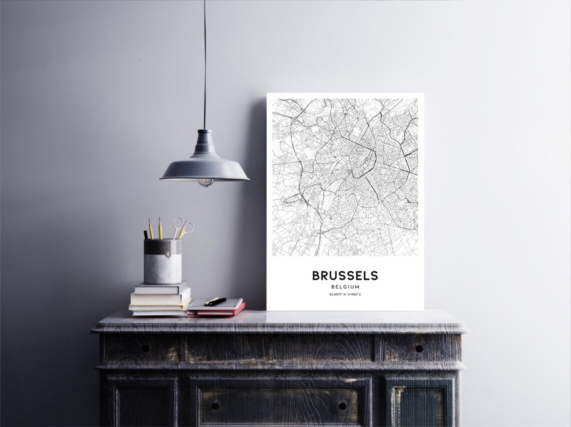 Brussels Map Print, Brussels Map Poster Wall Art, Brussels City Map ...