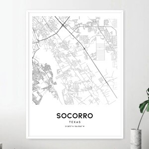 Socorro Map Print, Socorro Map Poster Wall Art, Tx City Map, Texas ...