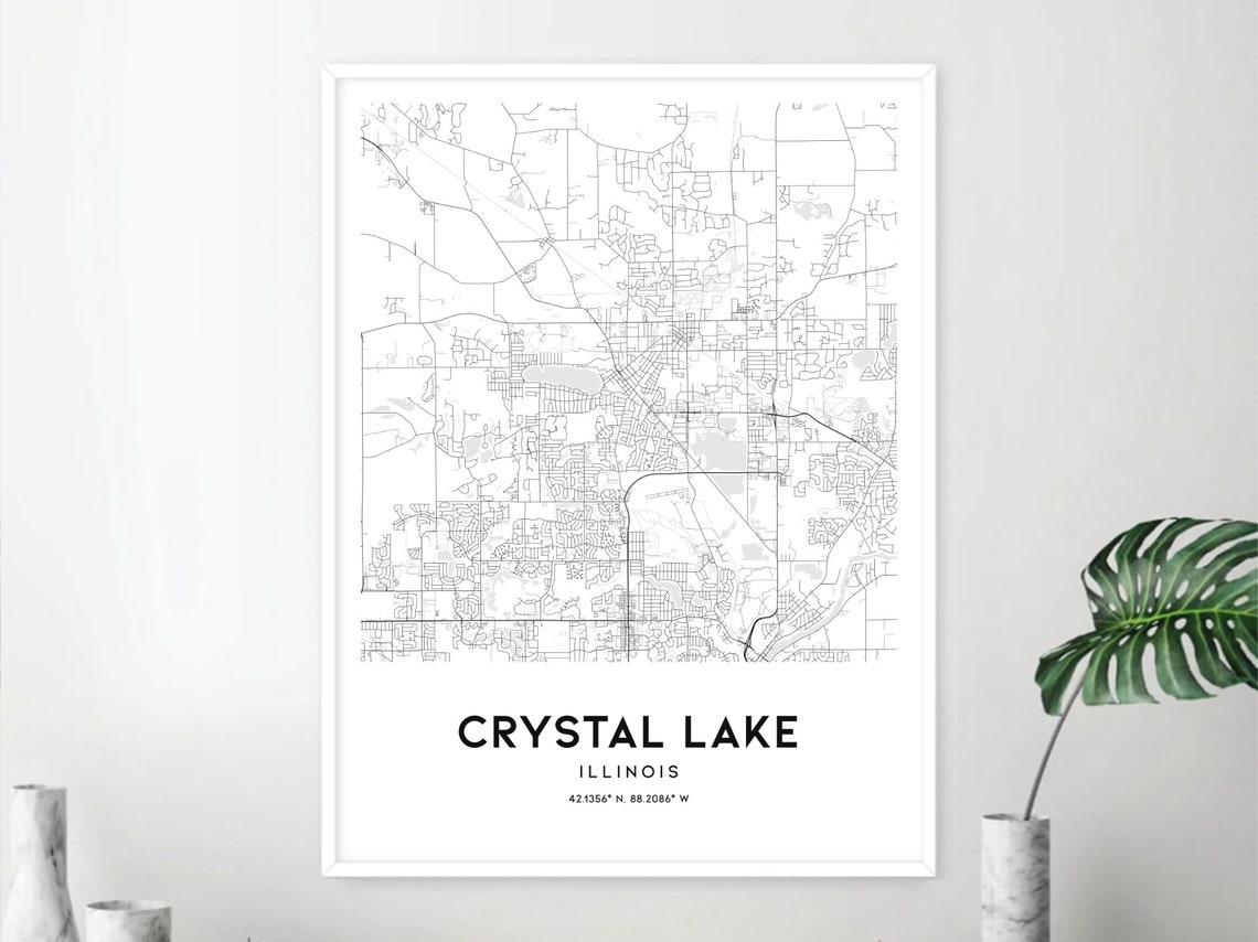 Crystal Lake Map Print, Crystal Lake Map Poster Wall Art, Il City Map ...