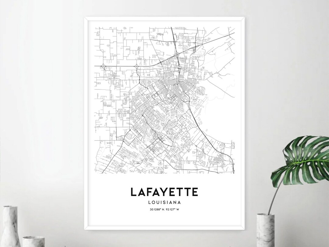 Lafayette Map Print Lafayette Map Poster Wall Art La City - Etsy