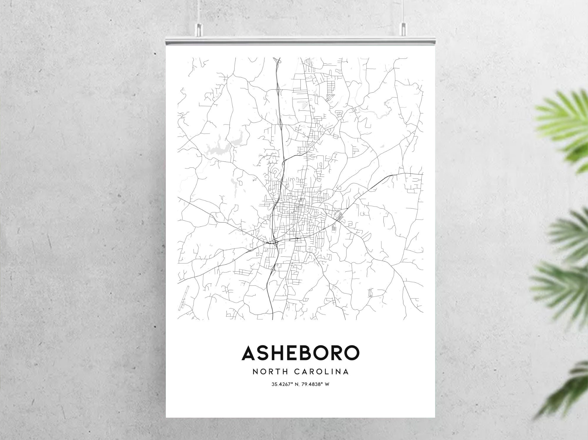 Asheboro Map Print Asheboro Map Poster Wall Art Nc City Map | Etsy