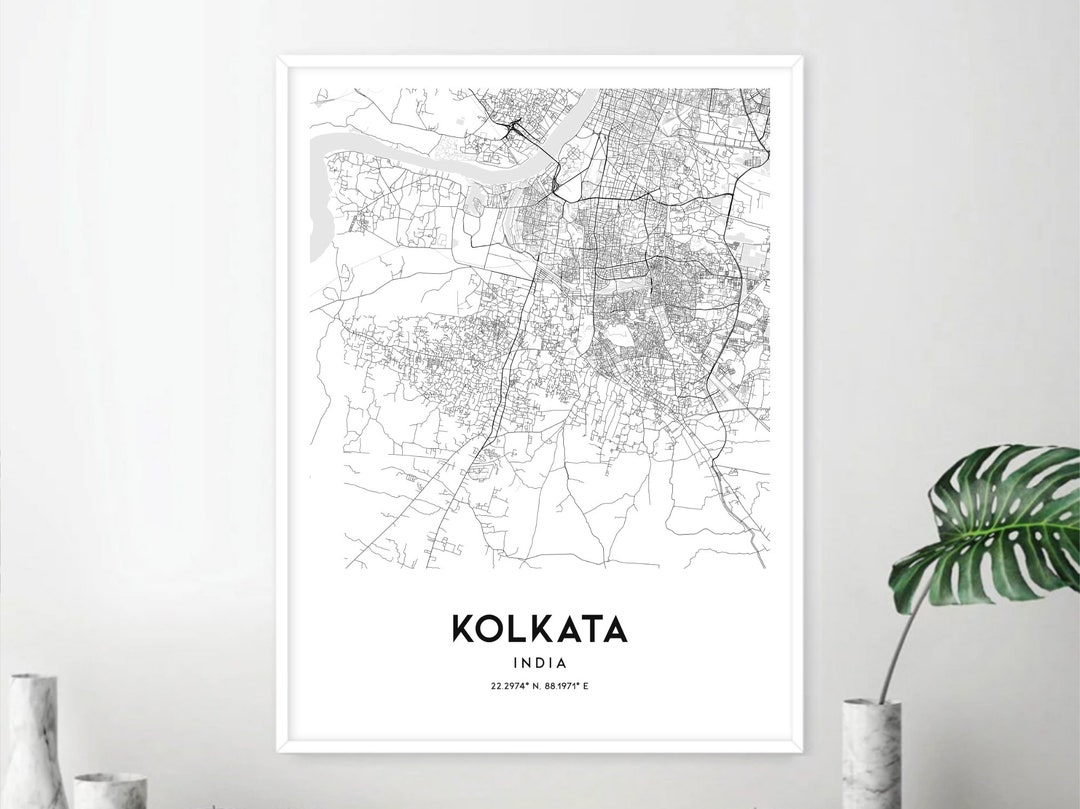 Kolkata Map Print, Kolkata Map Poster Wall Art, Kolkata City Map ...