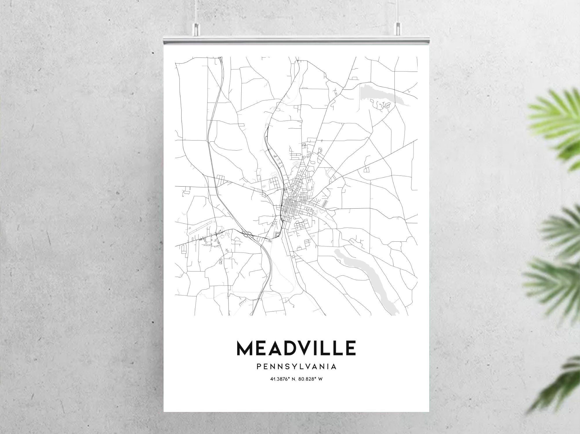 Meadville Map Print Meadville Map Poster Wall Art Pa City | Etsy
