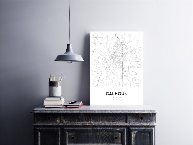 Calhoun Map Print, Calhoun Map Poster Wall Art, Ga City Map, Georgia ...