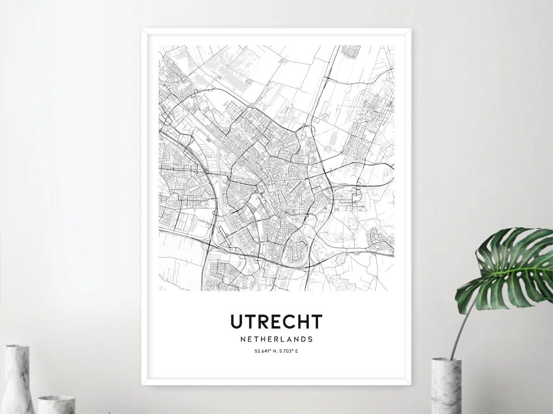 Utrecht Kaart Afdrukken, Utrecht Kaart Poster Wall Art, Utrecht ...