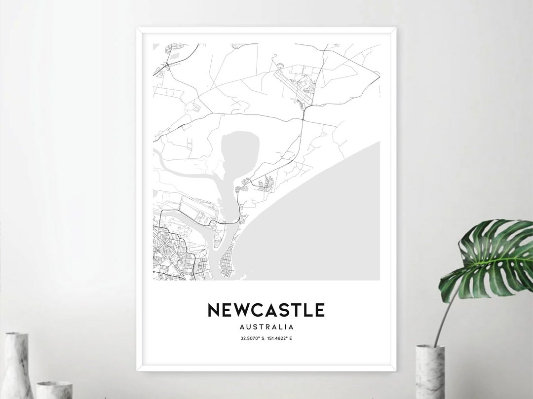 Newcastle Map Print, Newcastle Map Poster Wall Art, Newcastle City Map ...