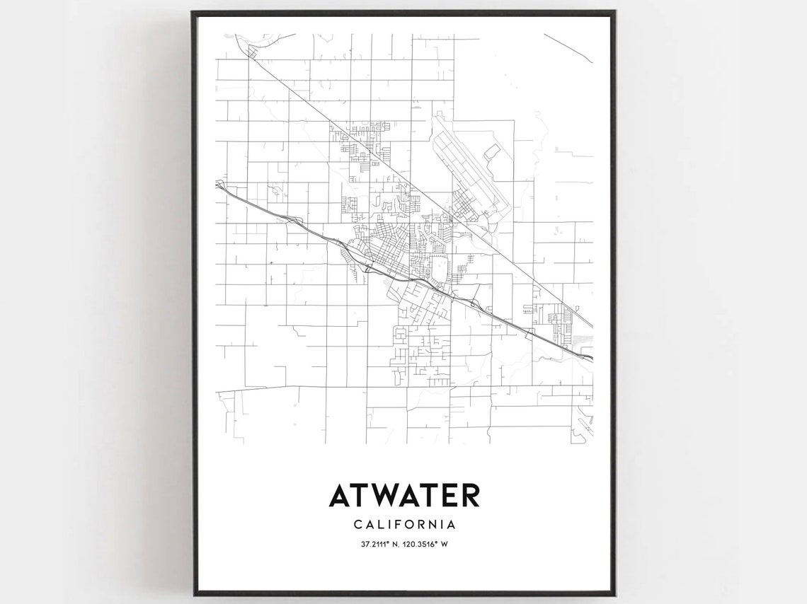 Atwater Map Print Atwater Map Poster Wall Art Ca City Map | Etsy