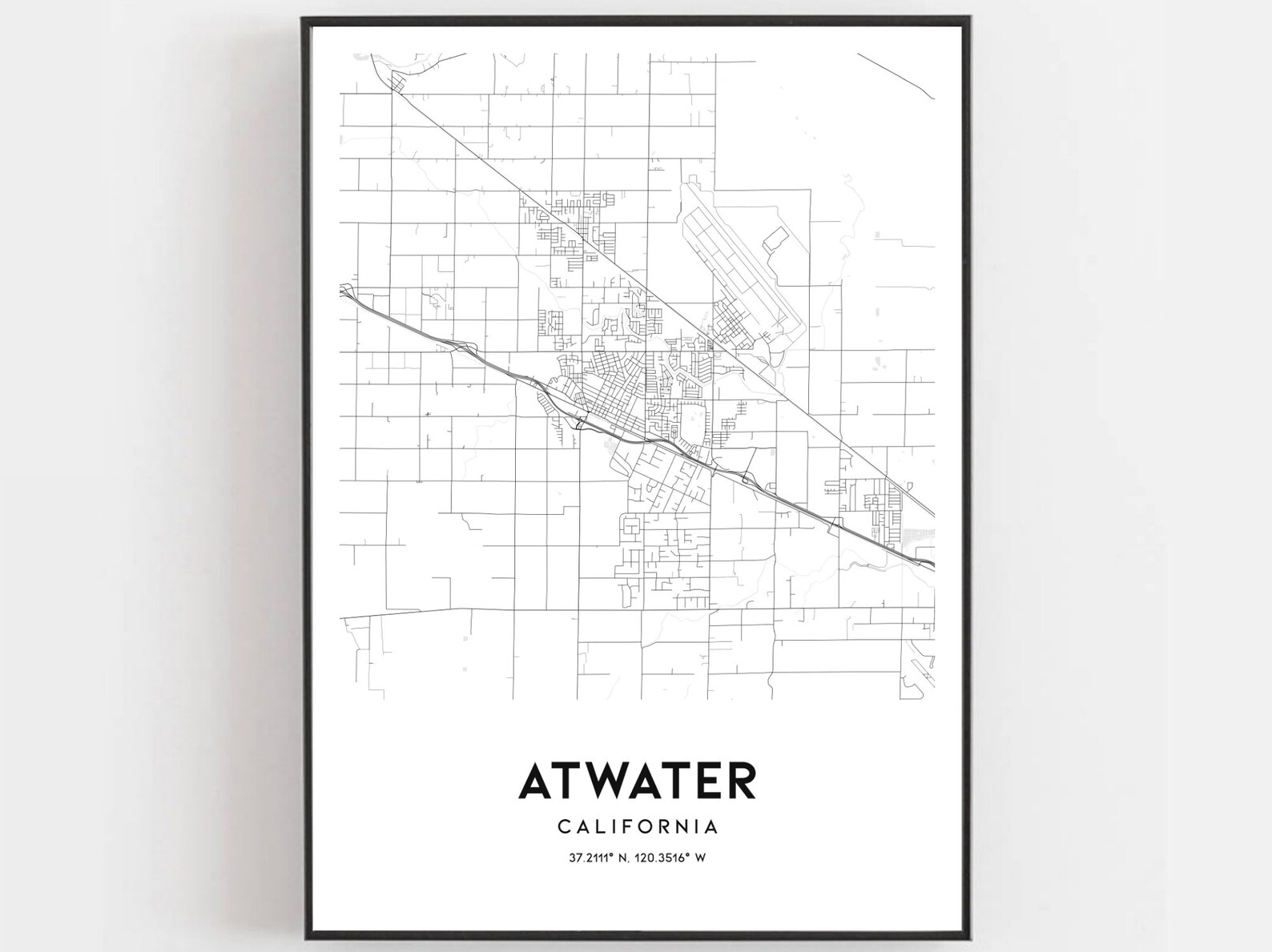 Atwater Map Print Atwater Map Poster Wall Art Ca City Map | Etsy