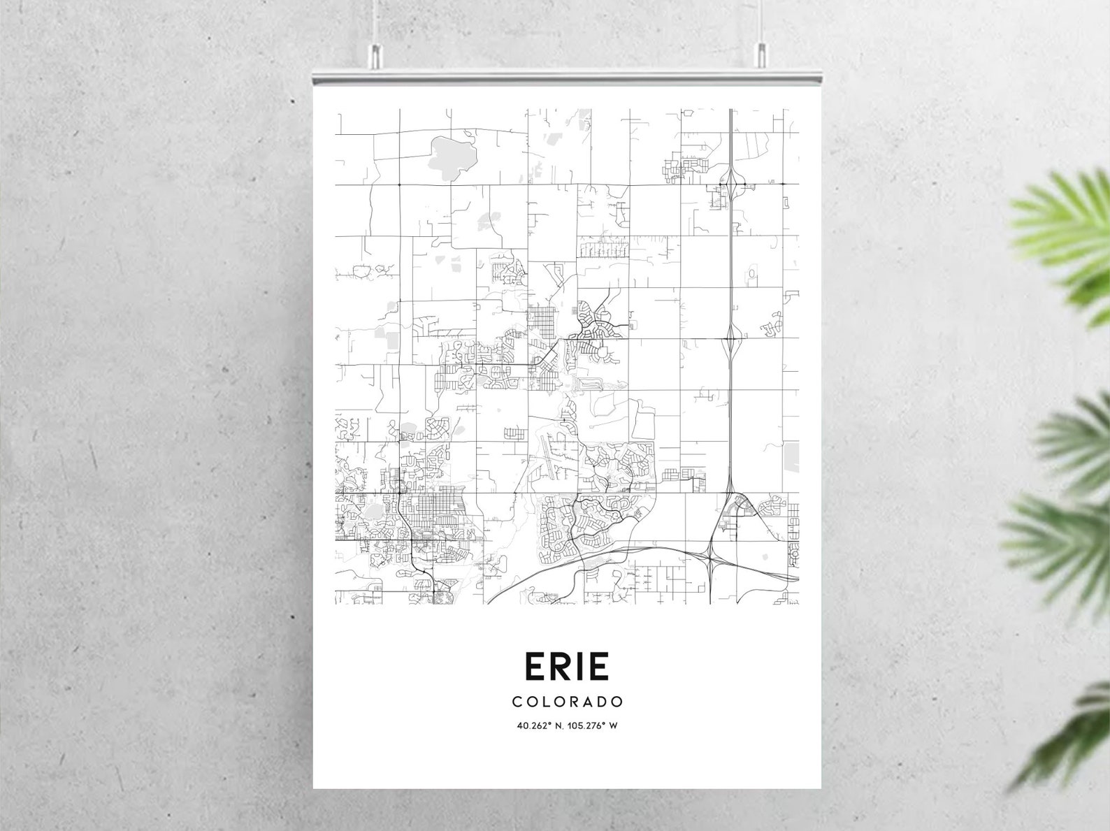 Erie Map Print Erie Map Poster Wall Art Co City Map | Etsy