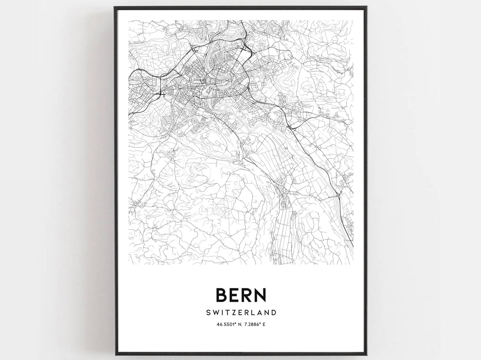 Bern Map Print Bern Map Poster Wall Art Bern City Map Bern | Etsy