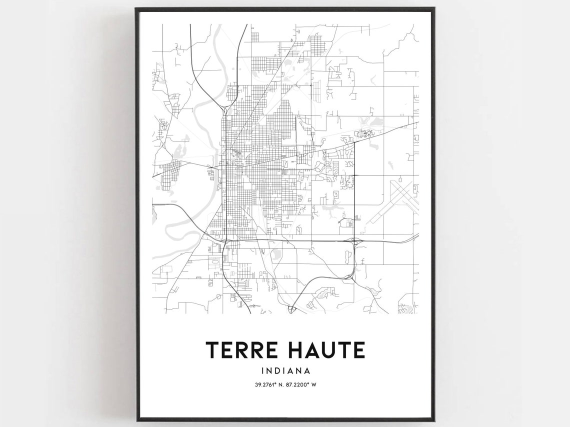 Terre Haute Map Print Terre Haute Map Poster Wall Art In | Etsy