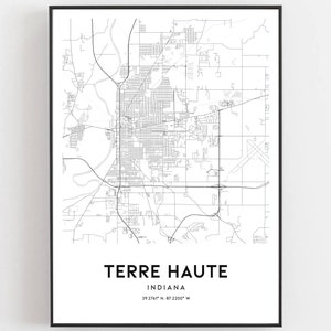 Terre Haute Map Print Terre Haute Map Poster Wall Art In | Etsy