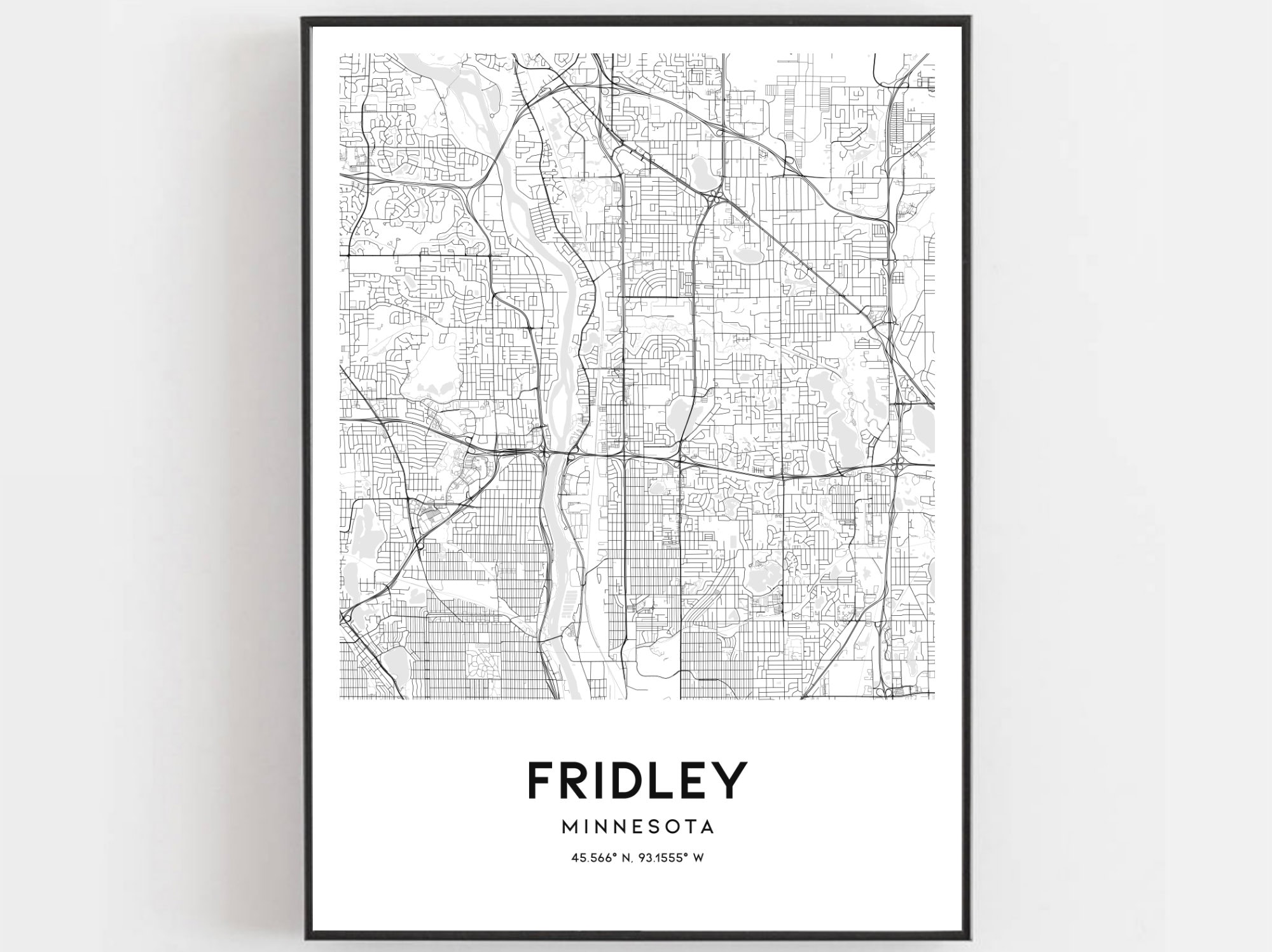 Fridley Map Print Fridley Map Poster Wall Art Mn City Map | Etsy
