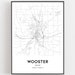 Wooster Map Print, Wooster Map Poster Wall Art, Oh City Map, Ohio Print ...