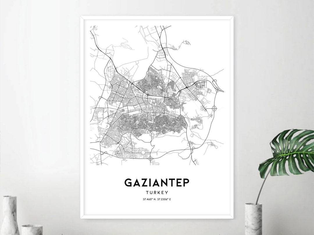 Gaziantep Map Print Gaziantep Map Poster Wall Art Gaziantep - Etsy