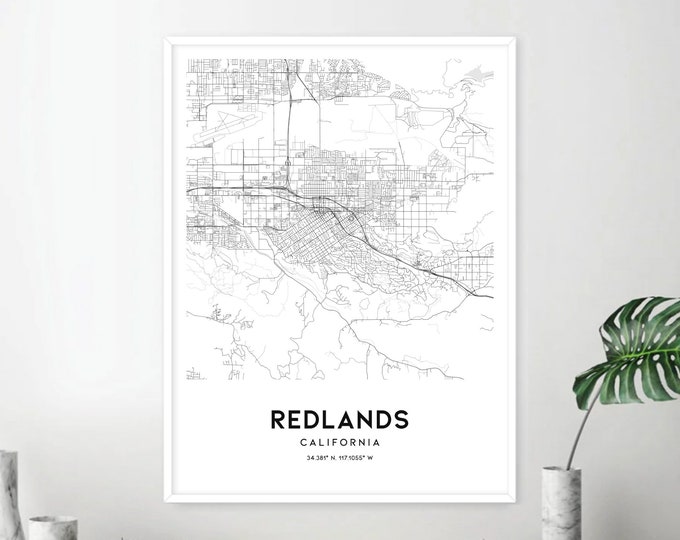 Redlands Map Print, Redlands Map Poster Wall Art, Ca City Map ...