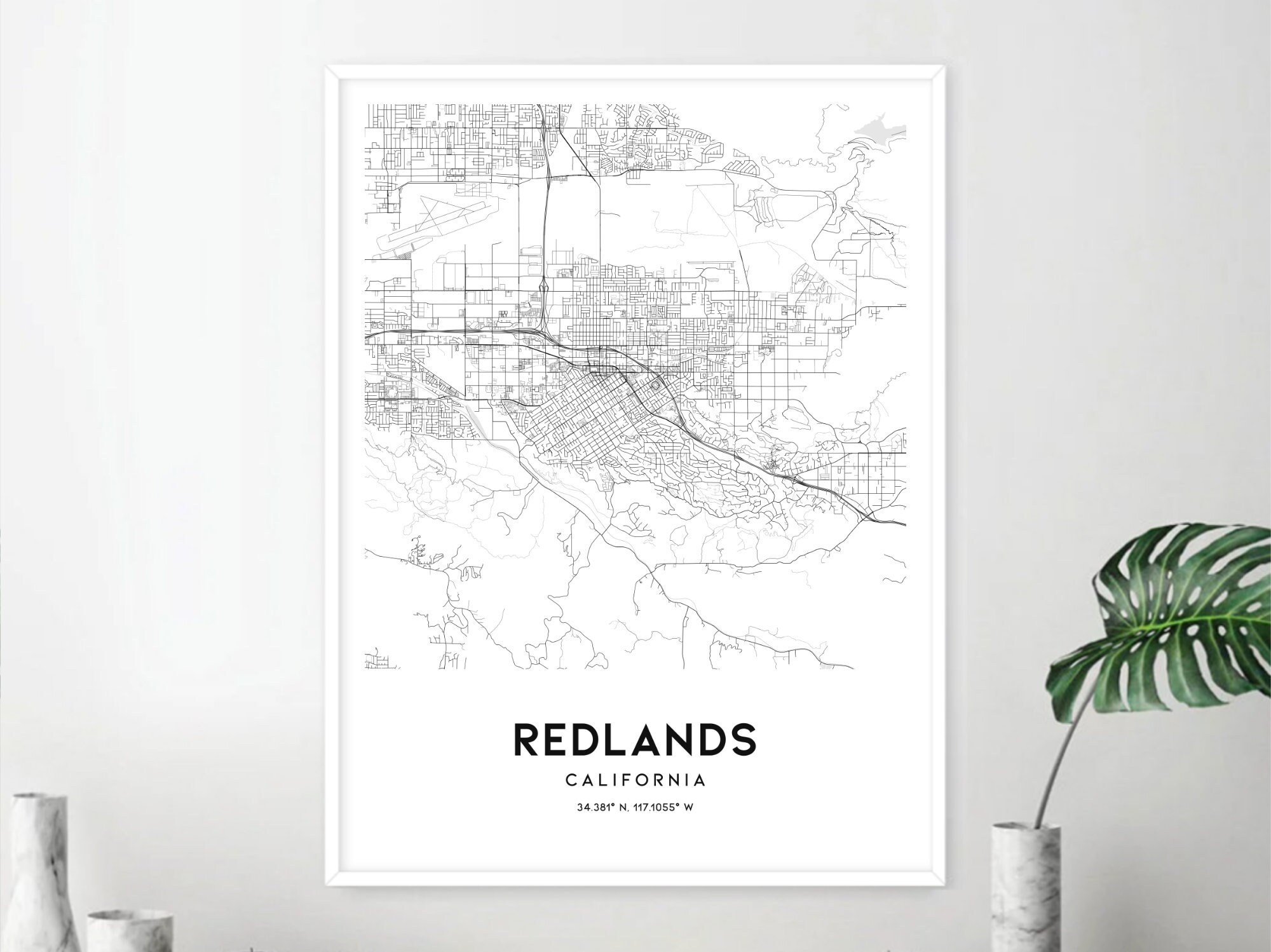 Redlands Map Print, Redlands Map Poster Wall Art, Ca City Map ...