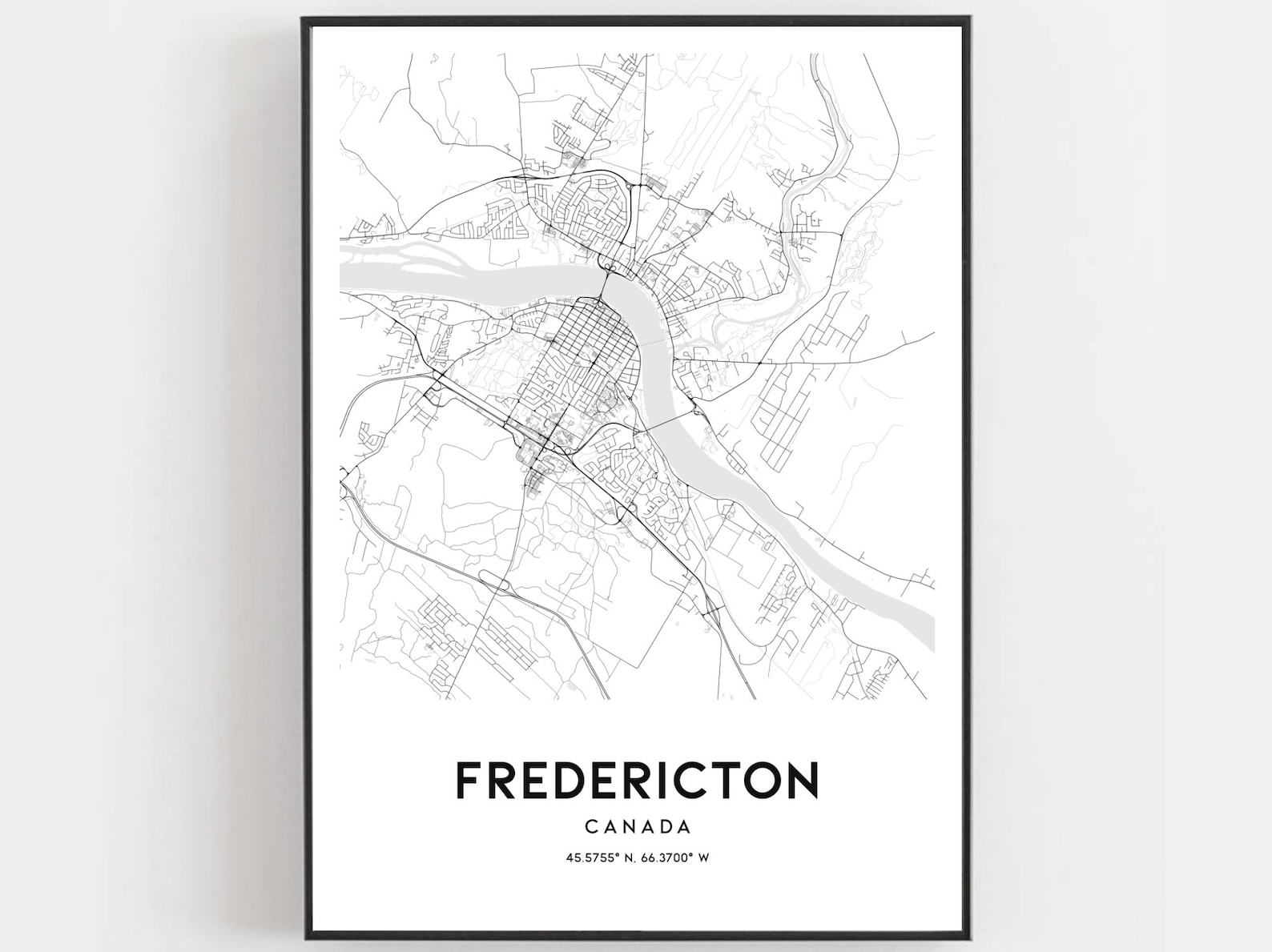 Fredericton Map Print Fredericton Map Poster Wall Art | Etsy
