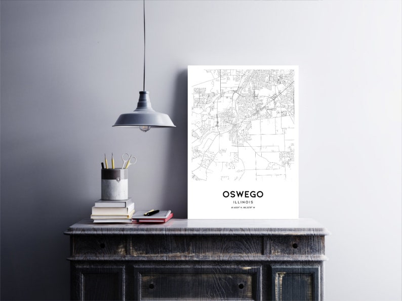 Oswego Map Print Oswego Map Poster Wall Art Il City Map - Etsy
