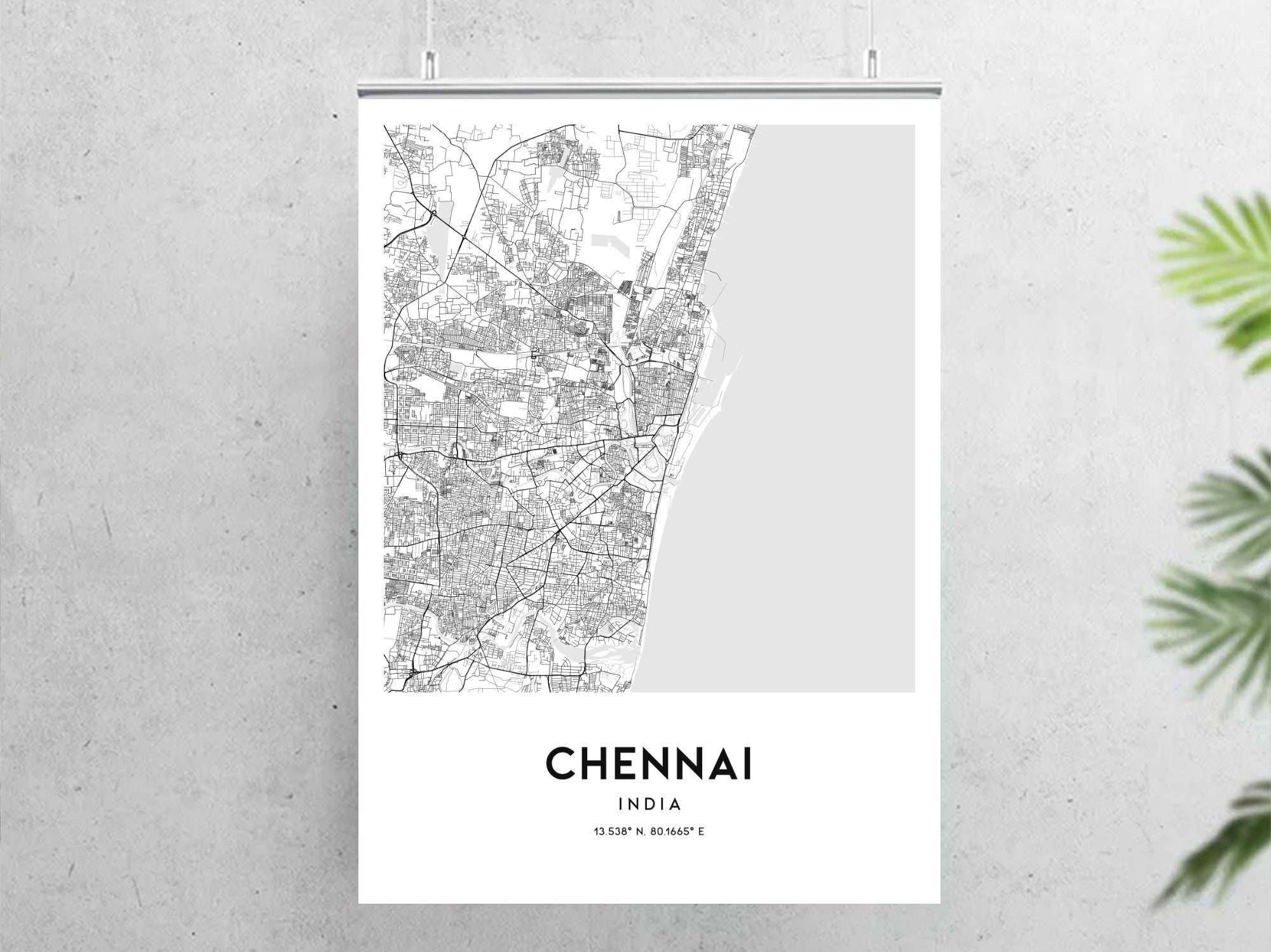 Chennai Map Print Chennai Map Poster Wall Art Chennai City | Etsy