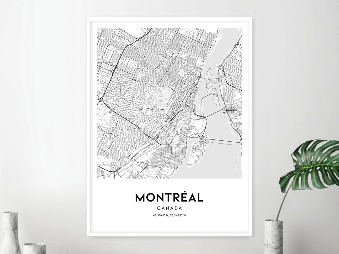 Montréal Map Print Montréal Map Poster Wall Art Montréal - Etsy