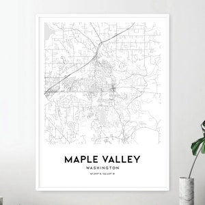 Maple Valley Map Print Maple Valley Map Poster Wall Art Wa | Etsy