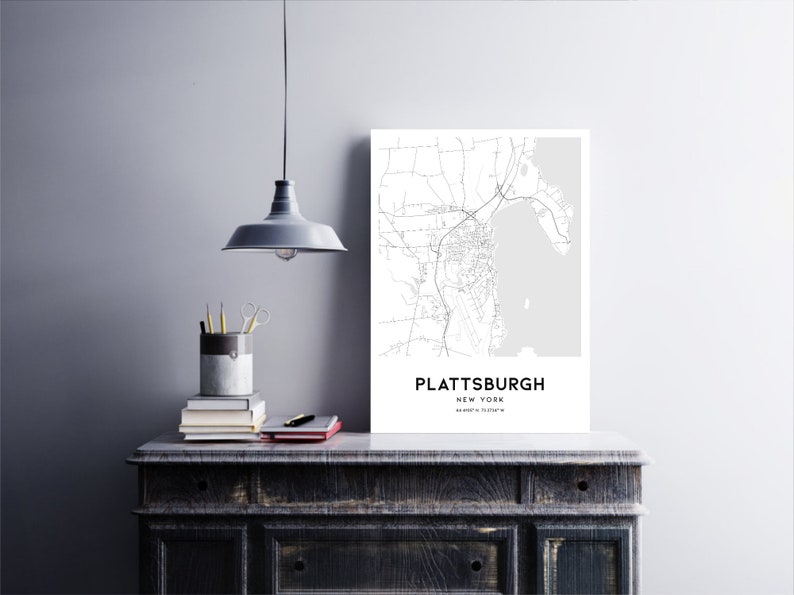 Plattsburgh Map Print, Plattsburgh Map Poster Wall Art, Ny City Map ...