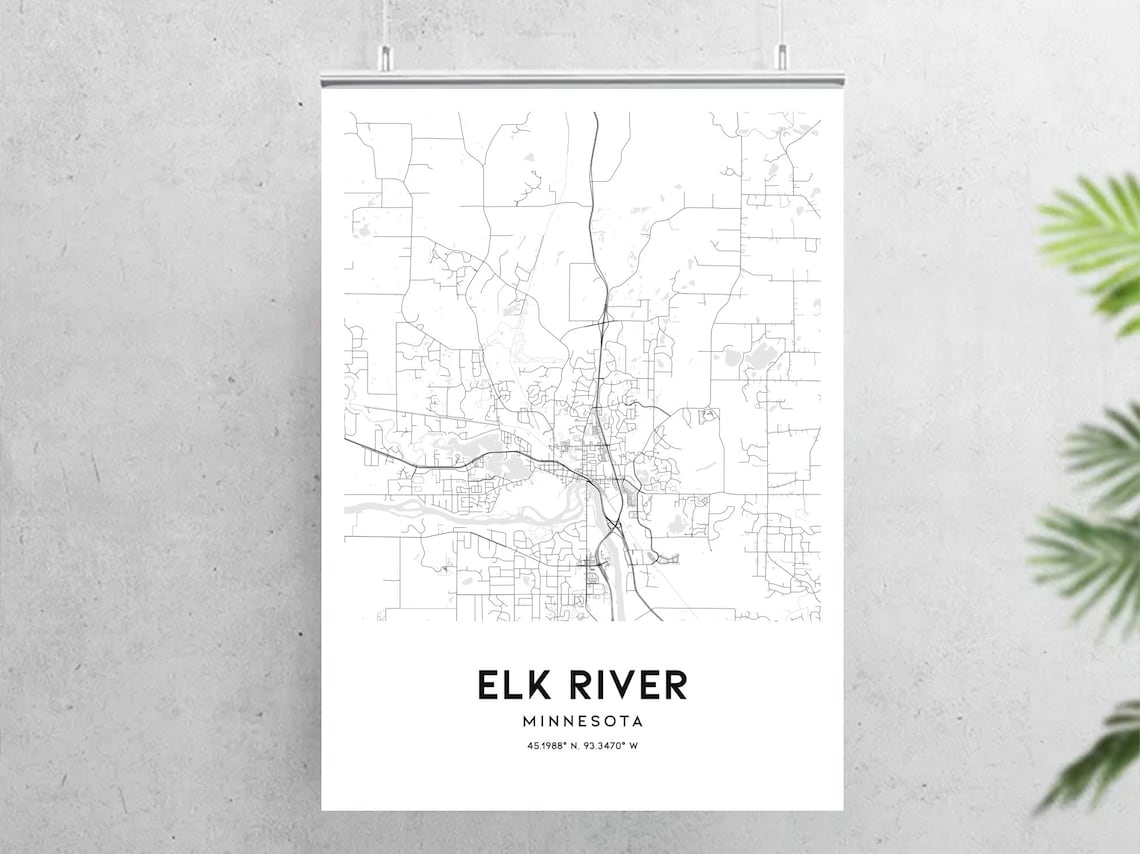 Elk River Map Print Elk River Map Poster Wall Art Mn City | Etsy