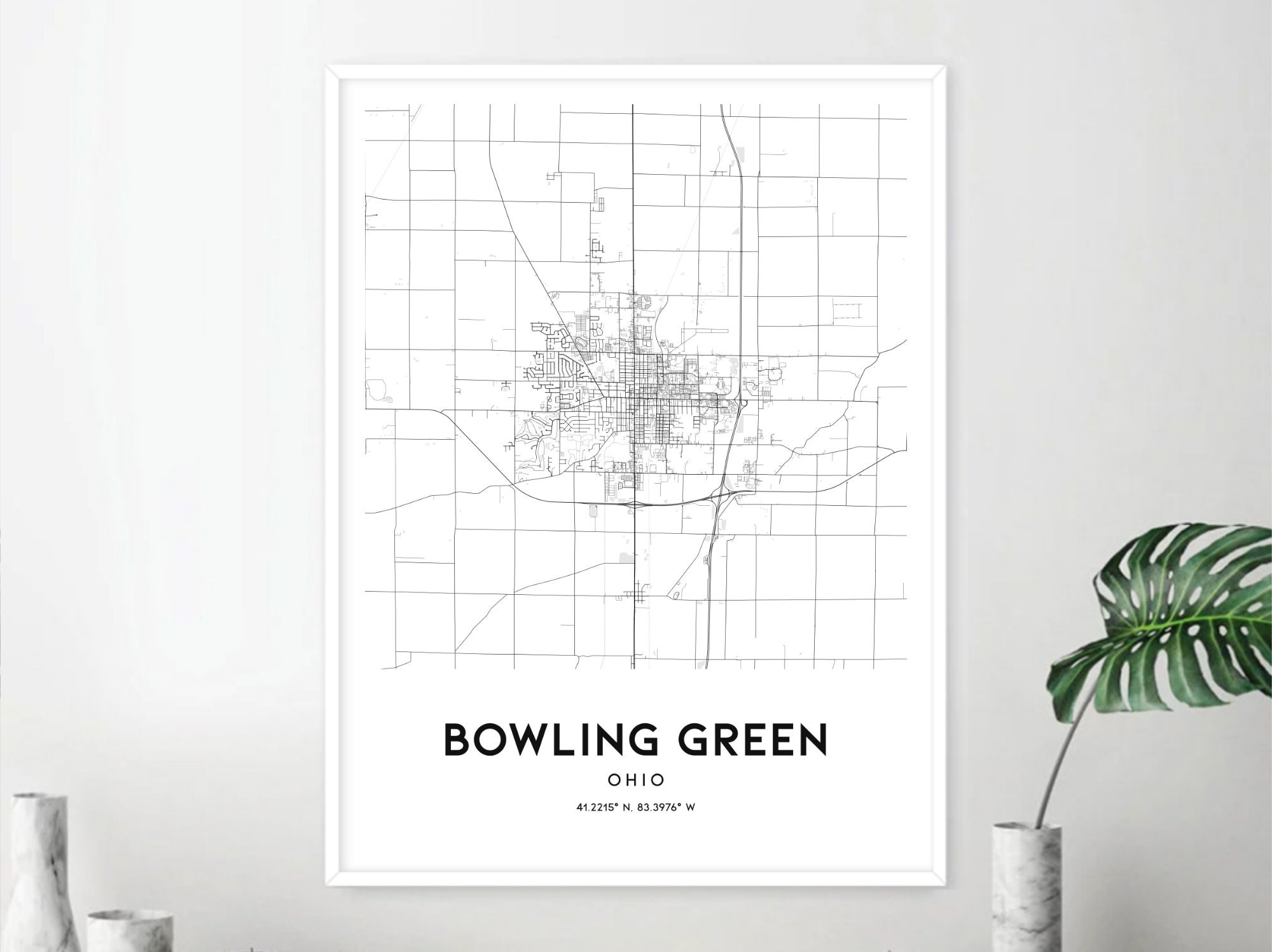 Bowling Green Map Print Bowling Green Map Poster Wall Art Oh - Etsy