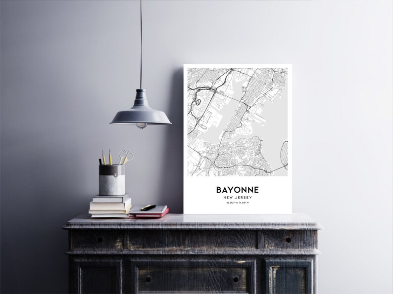 Bayonne Map Print, Bayonne Map Poster Wall Art, Nj City Map, New Jersey ...