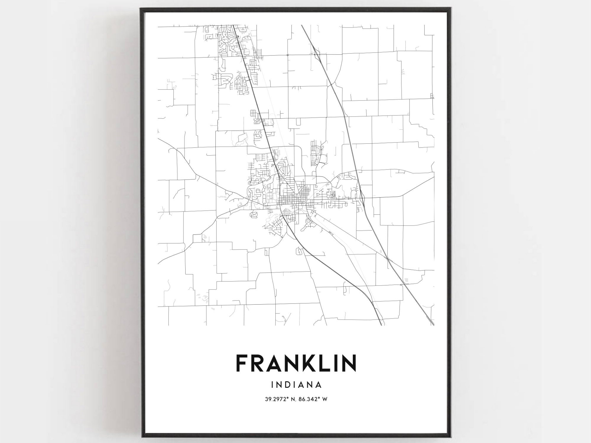 Franklin Map Print Franklin Map Poster Wall Art in City Map - Etsy
