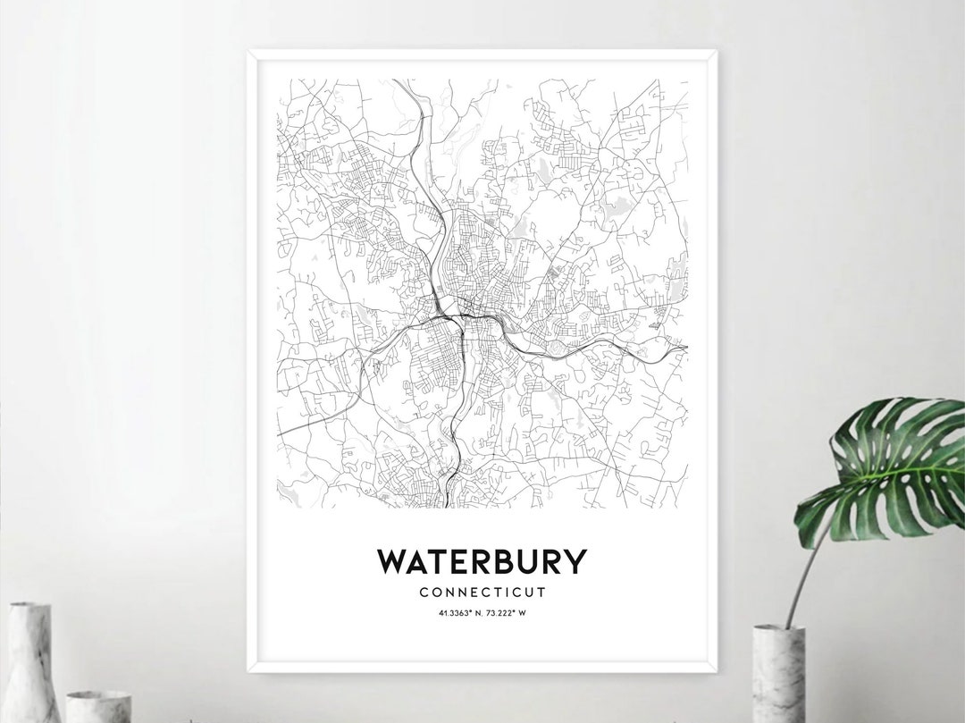 Waterbury Map Print, Waterbury Map Poster Wall Art, Ct City Map ...