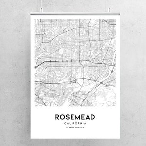 Rosemead Map Print Rosemead Map Poster Wall Art Ca City Map | Etsy