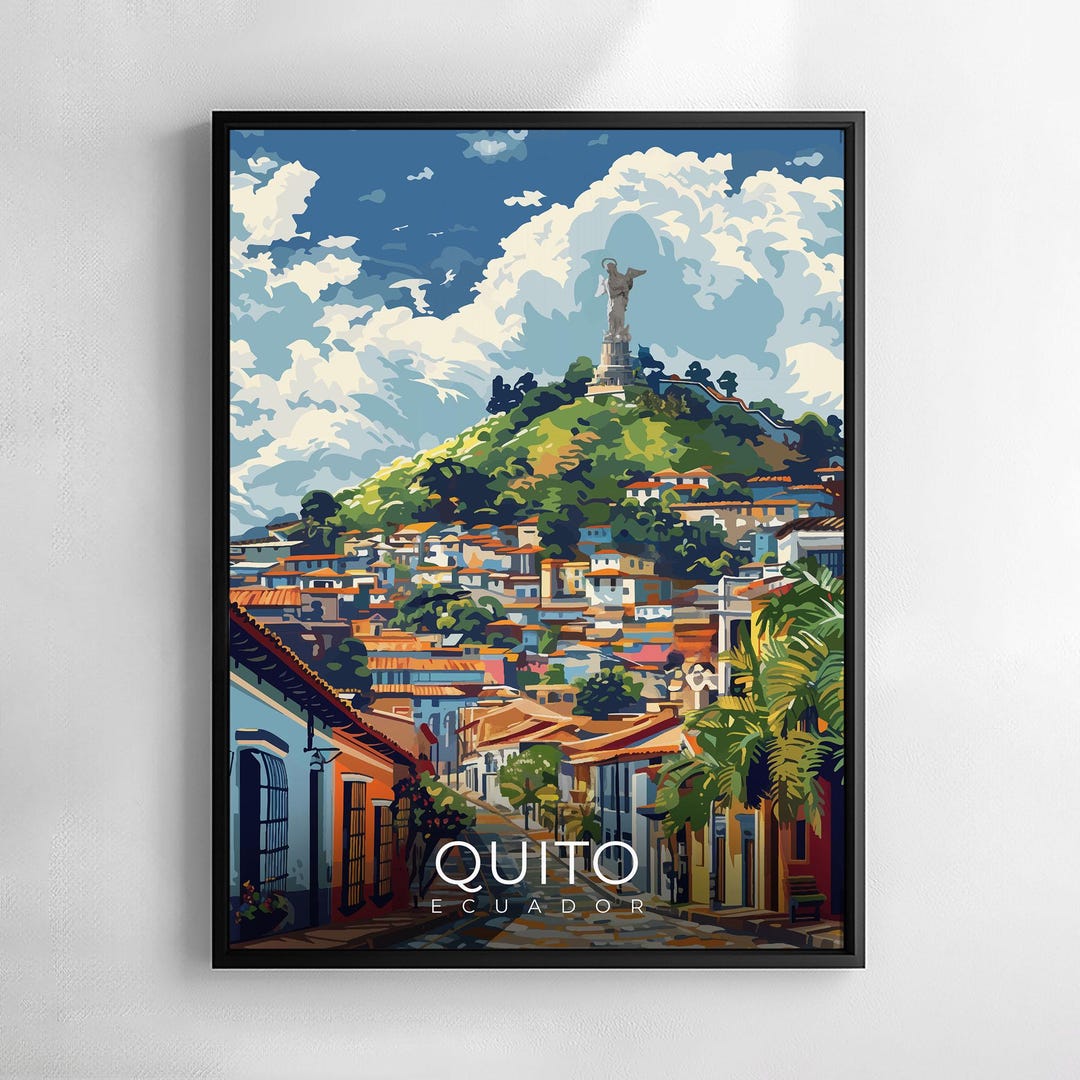 Impresión de Quito, Ecuador, arte mural de viaje, paisaje urbano ...