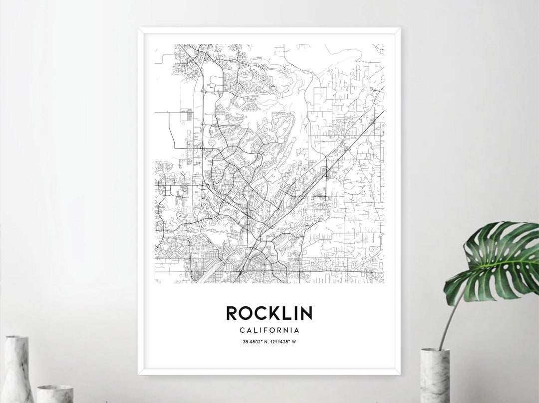 Rocklin Map Print, Rocklin Map Poster Wall Art, Ca City Map, California ...