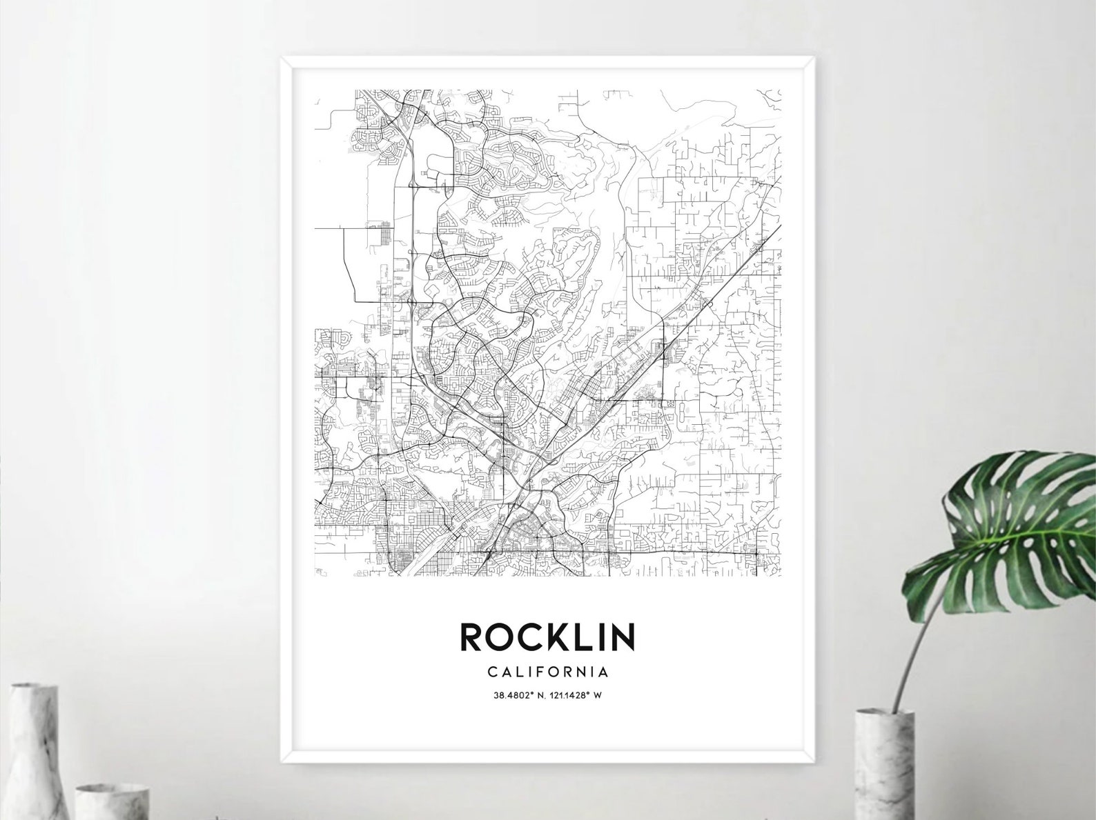 Rocklin Map Print Rocklin Map Poster Wall Art Ca City Map - Etsy