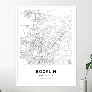 Rocklin Map Print, Rocklin Map Poster Wall Art, Ca City Map, California ...