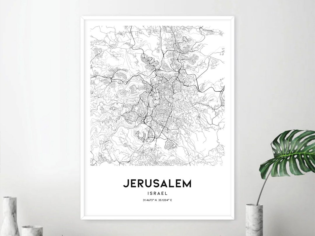 Jerusalem Map Print Jerusalem Map Poster Wall Art Jerusalem - Etsy