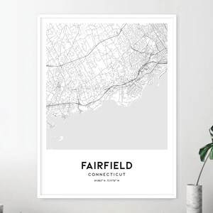 Fairfield Map Print, Fairfield Map Poster Wall Art, Ct City Map ...