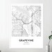 Grapevine Map Print, Grapevine Map Poster Wall Art, Tx City Map, Texas ...