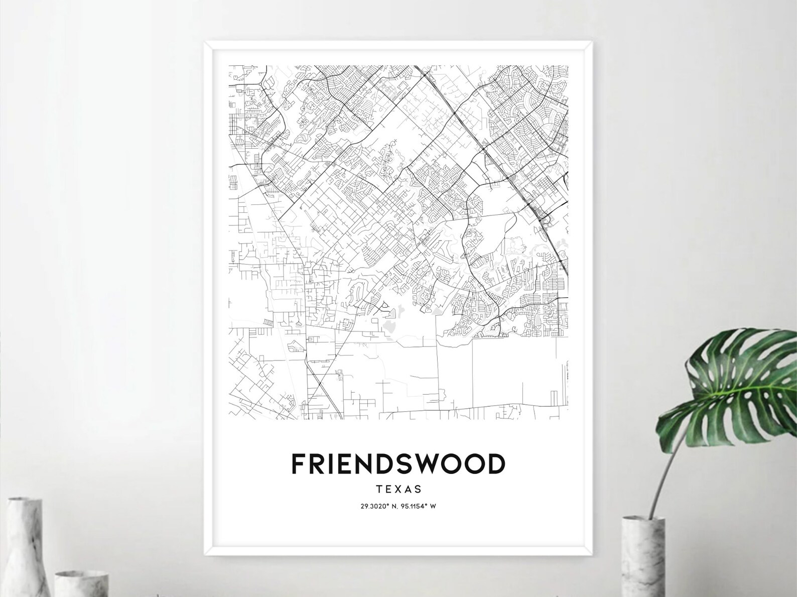 Friendswood Map Print, Friendswood Map Poster Wall Art, Tx City Map ...