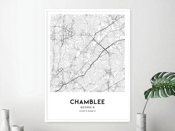 Chamblee Map Print Chamblee Map Poster Wall Art Ga City Map - Etsy