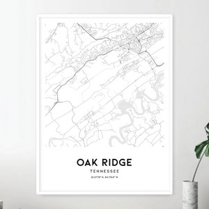 Oak Ridge Map Print, Oak Ridge Map Poster Wall Art, Tn City Map ...