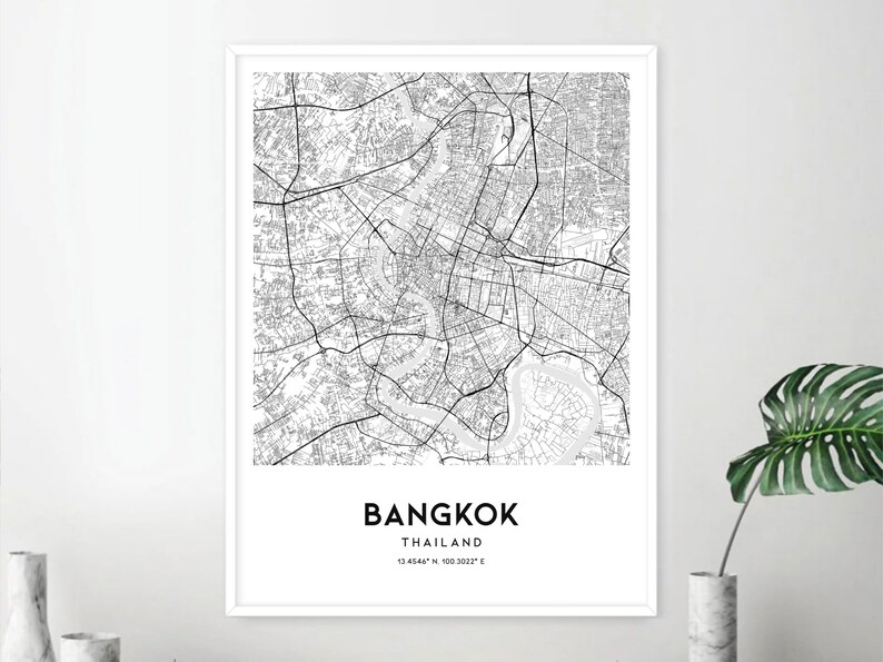 Bangkok Map Print, Bangkok Map Poster Wall Art, Bangkok City Map ...