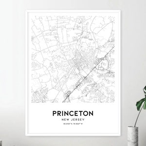 Princeton Map Print, Princeton Map Poster Wall Art, Nj City Map, New ...