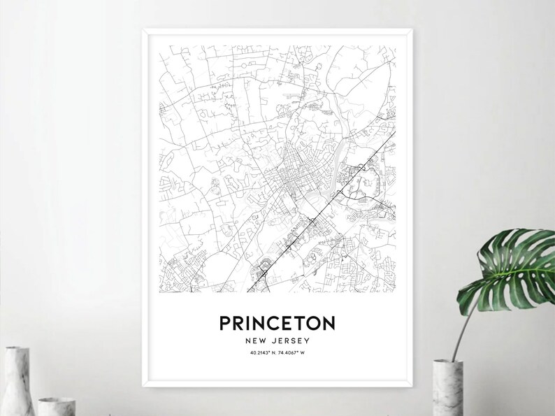 Princeton Map Print, Princeton Map Poster Wall Art, Nj City Map, New ...
