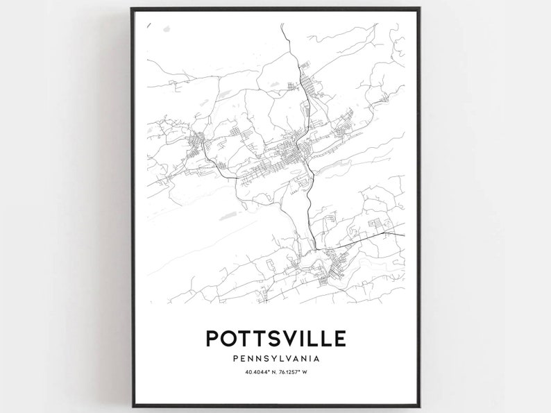 Pottsville Map Print Pottsville Map Poster Wall Art Pa City | Etsy