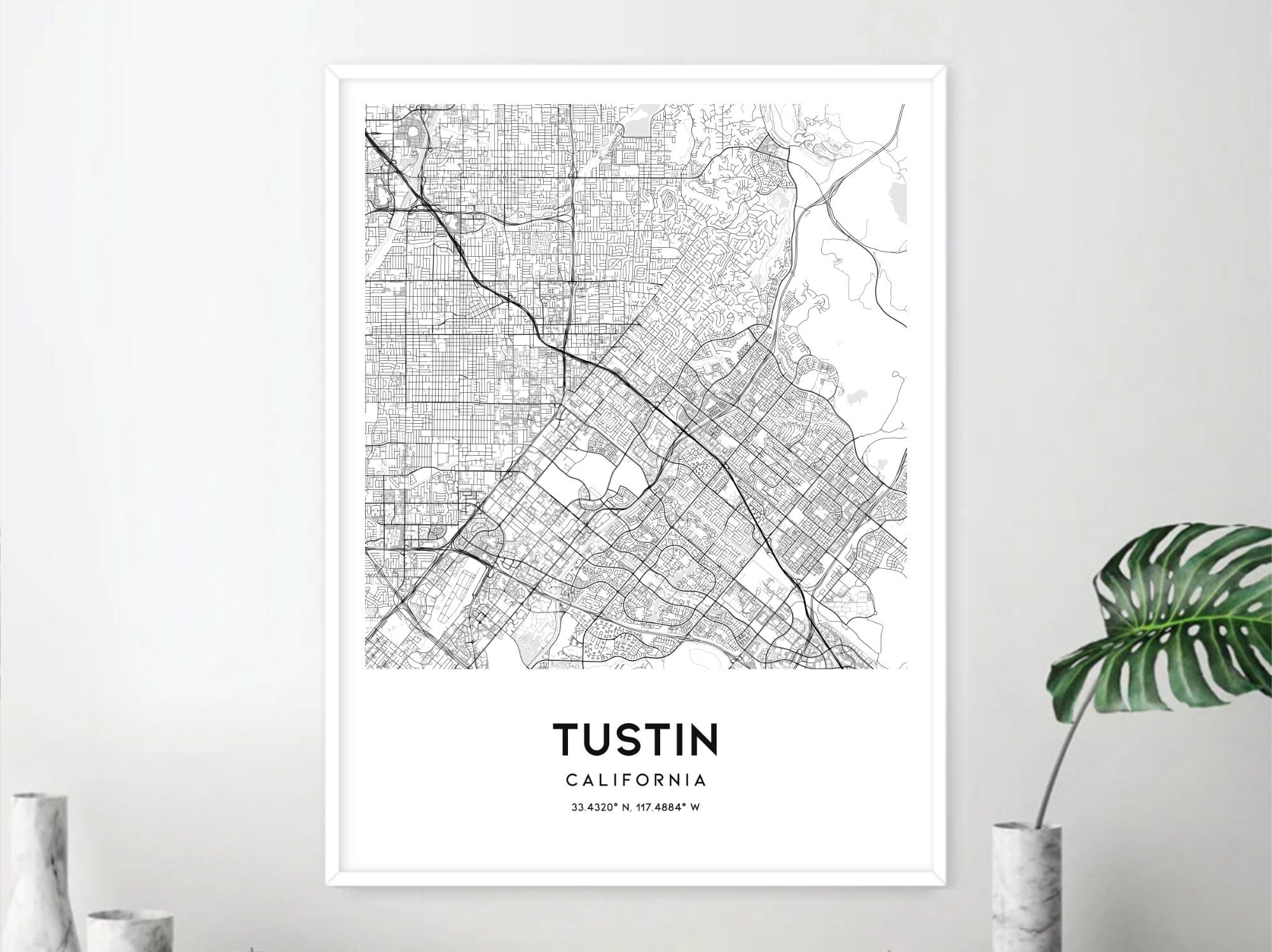 Tustin Map Print, Tustin Map Poster Wall Art, Ca City Map, California ...