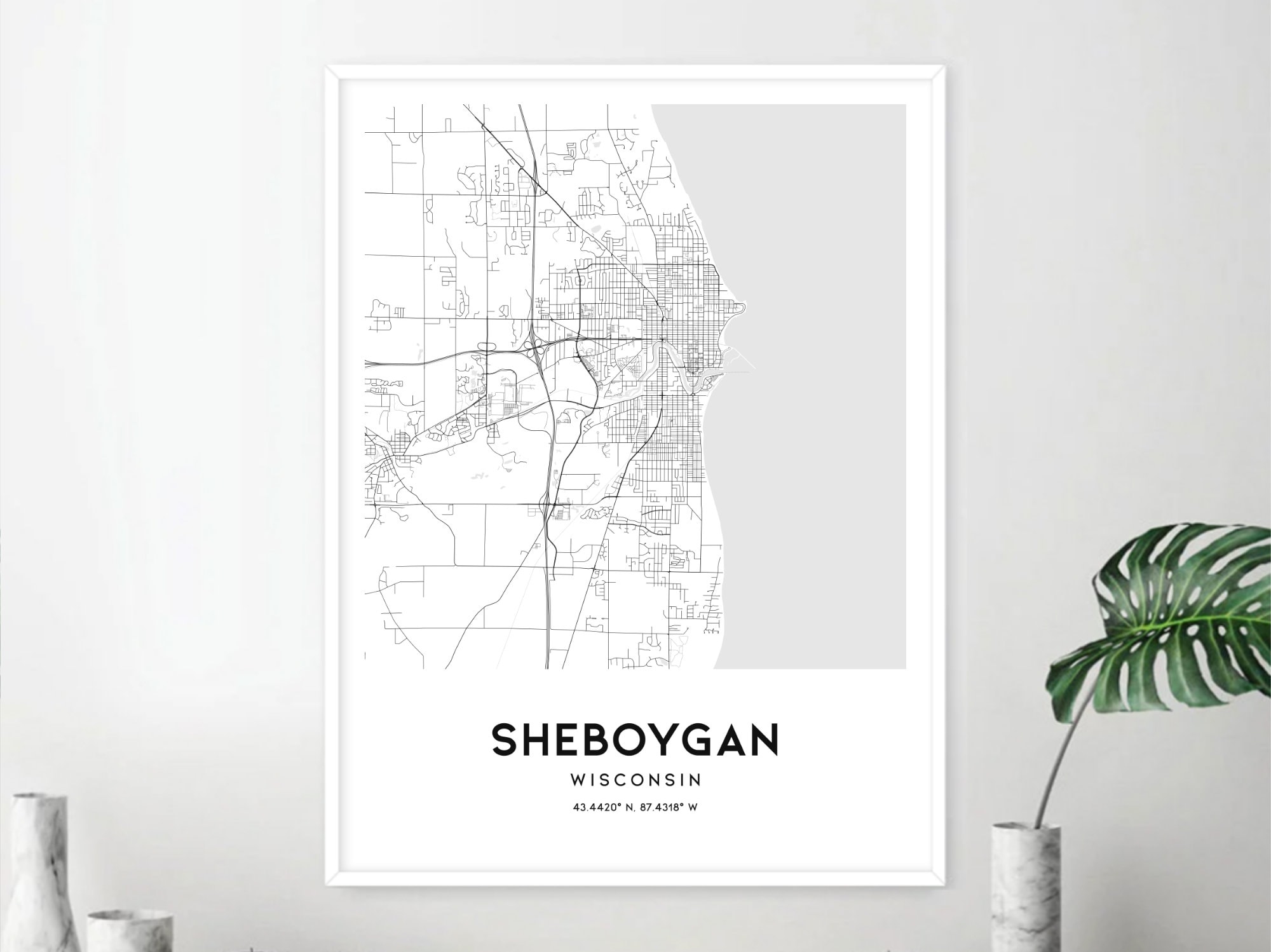 Sheboygan Map Print, Sheboygan Map Poster Wall Art, Wi City Map ...