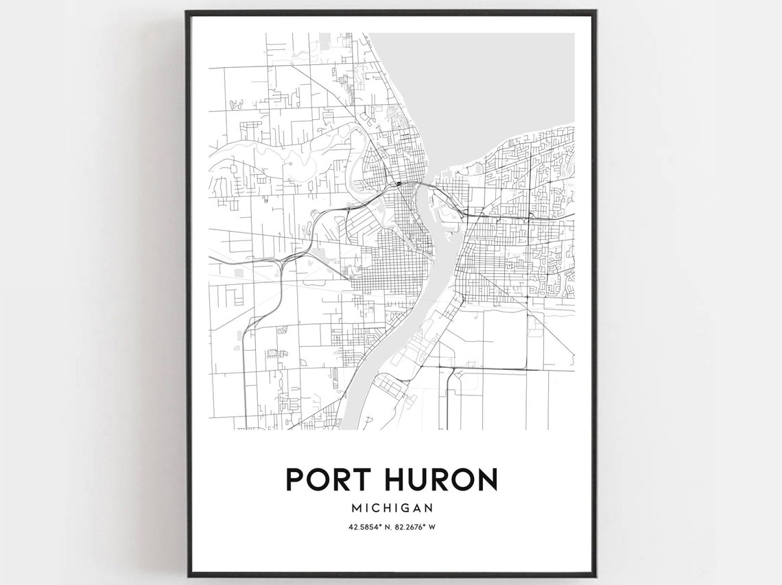 Port Huron Map Print Port Huron Map Poster Wall Art Mi City | Etsy